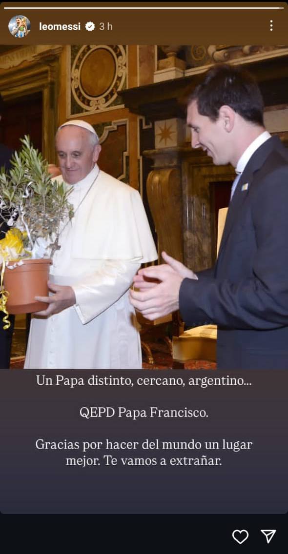 Messi recuerda al papa Francisco: Hizo del mundo un lugar mejor - La Verdad